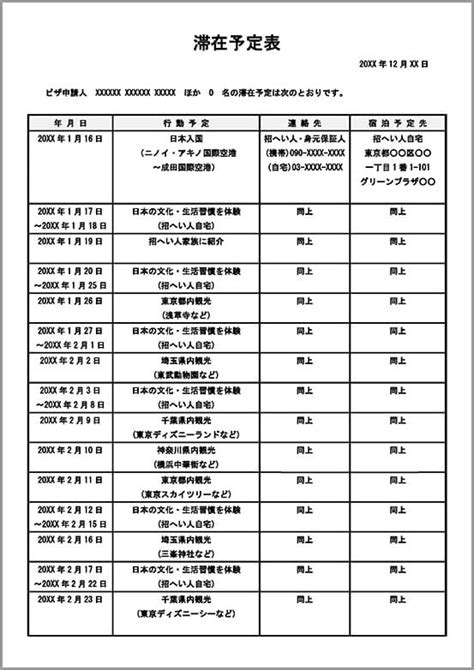 【短期滞在ビザ】滞在予定表の書き方を徹底解説 コモンズ行政書士事務所