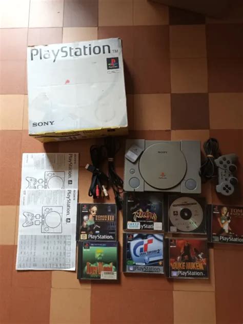 Lot Console Playstation Ps1 En Boîte 7 Jeux Manette Memory Card