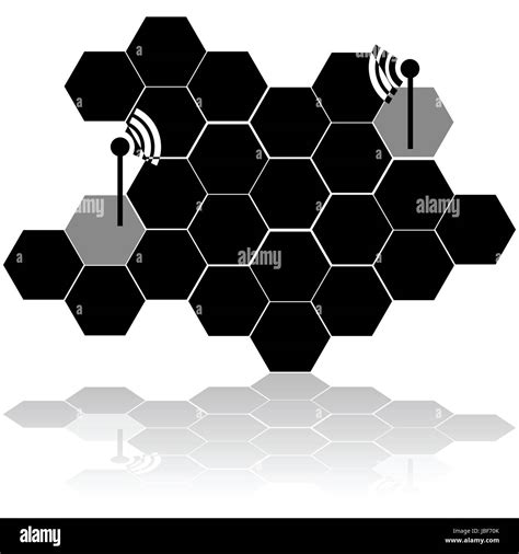 Concept Illustration Showing A Grid Made Of Hexagonal Cells And Two