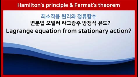 73b 해밀턴의 최소작용 원리 변분법 오일러 라그랑주 방정식과 뉴턴 법칙 Hamiltons Principle