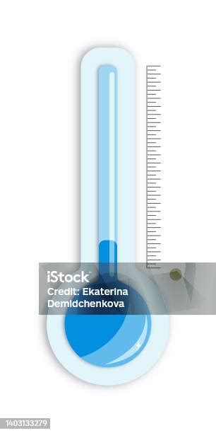 흰색 배경에 추운 날씨 온도계 아이콘의 벡터 격리 된 그림입니다 웹 사이트 응용 프로그램 또는 인포그래픽을 위한 플랫 웹 디자인