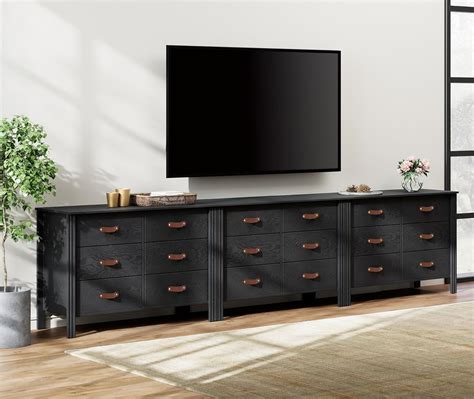 Wampat Black Dresser Tv Stand Wood Entertainment Center