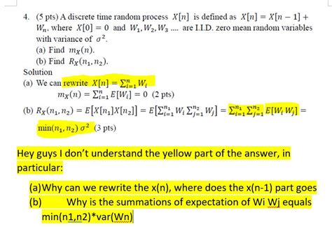 Solved 4 5 Pts A Discrete Time Random Process Xin Is
