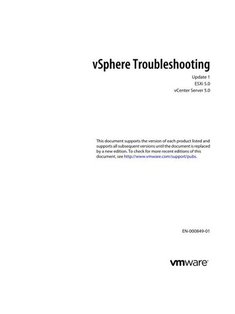 Vsphere Troubleshooting Esxi 50 Documentation Vmware