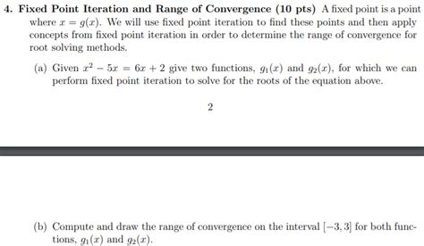Solved 4 Fixed Point Iteration And Range Of Convergence 10