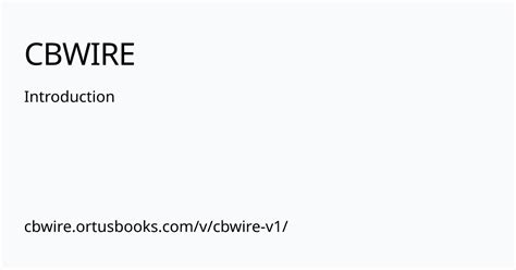Introduction V1x Cbwire