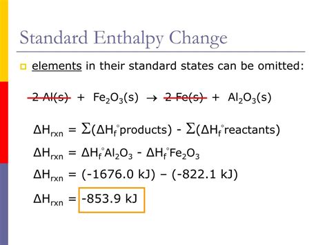 standard enthalpy worksheet
