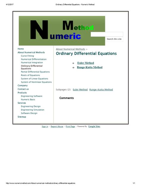 Ordinary Differential Equations Numeric Method Pdf Ordinary Differential Equations Numeric Method Pdf