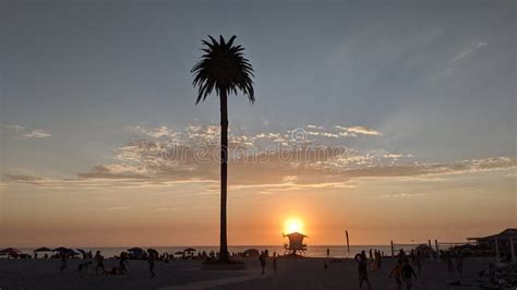 Moonlight Beach After Sunset In Encinitas California Stock Image