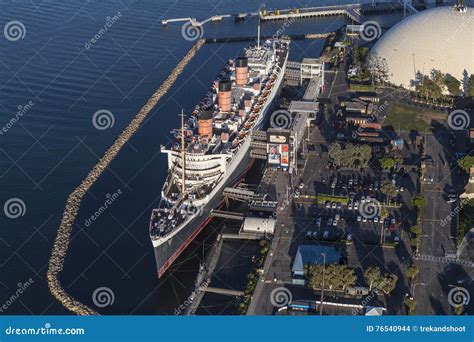 Queen Mary Long Beach California Aerial Editorial Stock Image Image