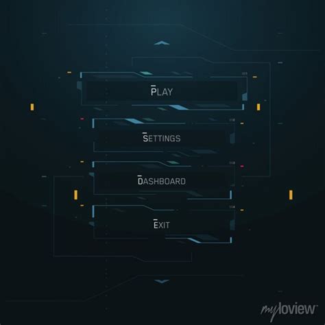 Cyberpunk Style Futuristic Game Main Menu Fui Vector Interface • Wall Stickers Techno