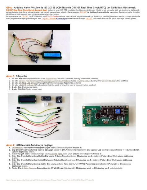 Pdf Giriş Arduino Nano Visuino Ile I2c 2 X 16 Lcd Ekranda · Bir
