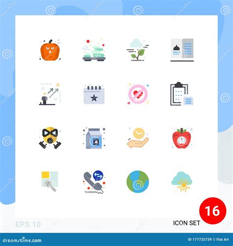 Pictogram Set Of 16 Simple Flat Colors Of User Recipes Plant Menu Cookbook Stock Vector