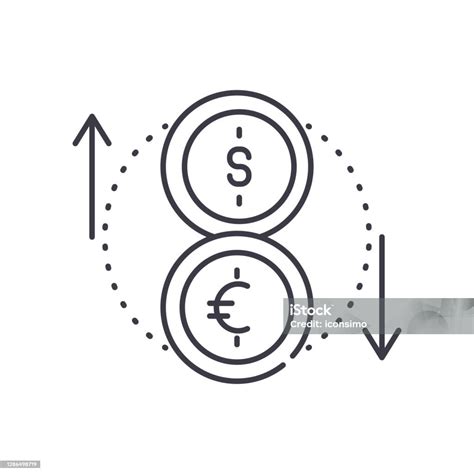 환전 이미지 아이콘 선형 격리 일러스트레이션 씬 선 벡터 웹 디자인 사인 흰색 배경에 편집 가능한 스트로크가 있는 개요 개념 기호 Championship에 대한 스톡 벡터