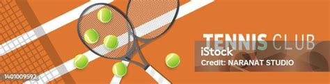 화이트 라인 클레이 코트 테니스의 테니스 라켓에 배너 테니스 공 온라인 스포츠 이벤트에 사용되는 일러스트 레이 션 일러스트 레이 션 벡터 Eps 10 건강한 생활방식에 대한