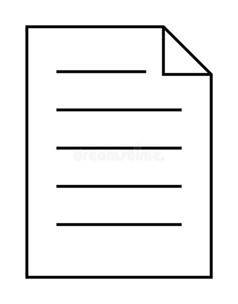 Simple Document With Black Lines And A Folded Corner Representing Text Content Stock Vector