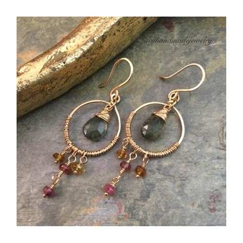 Handmade Wire Earrings Bohemian Dangle Earrings With Faceted Beads