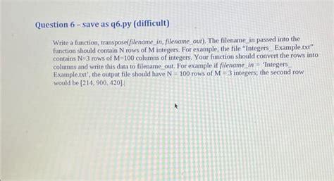 Solved Write A Function Transposefilename In