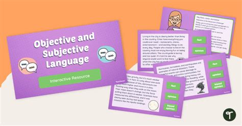 Subjective Language Vs Objective Language Poster Teach Starter