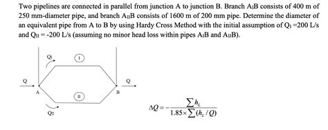 Solved Two Pipelines Are Connected In Parallel From Junction