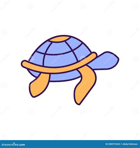 Turtle Outline With Colors Fill Vector Icon That Can Easily Edit Or Modify Stock Vector