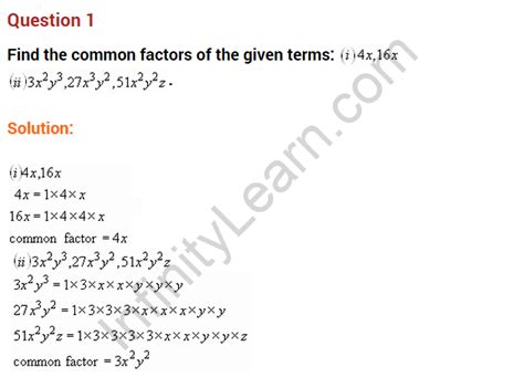 Factorisation Class 8 Extra Questions Maths Chapter 14 Infinity Learn