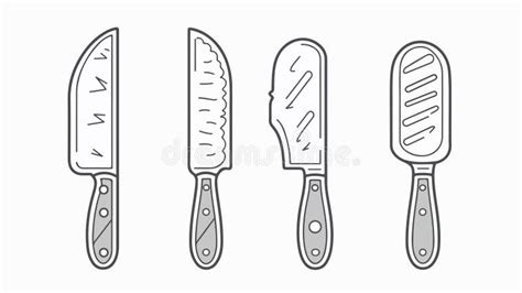 Professional Bread Knife Outline Icons Vector Illustration Stock Vector