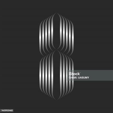 모노그램 번호 8 로고 3d 금속 효과 부드러운 얇은 선에서 실버 줄무늬 서예 숫자 정체성 0명에 대한 스톡 벡터 아트 및 기타 이미지 Istock