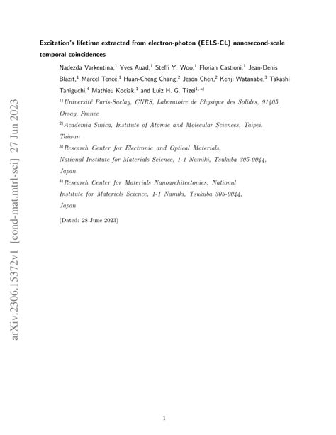 pdf excitation s lifetime extracted from electron photon eels cl