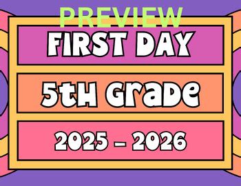 First Day Of 5th Grade Sign Printable Back To School 2025 2026