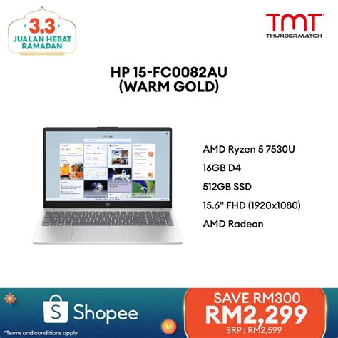 HP Laptop Gold Silver GB RAM GB SSD Fc AU AU Shopee Malaysia