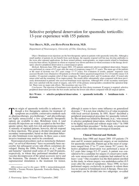 Pdf Selective Peripheral Denervation For Spasmodic Torticollis 13