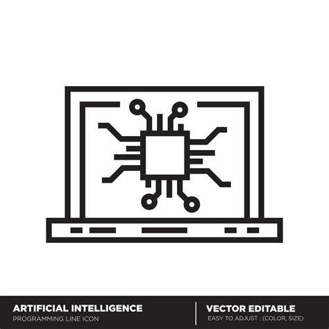 Artificial Intelligence Programming Outline Icon Editable Vector