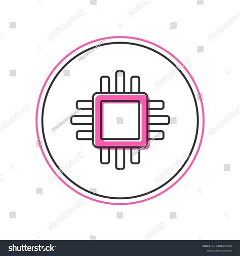 Filled Outline Computer Processor Microcircuits Cpu Stock Vector