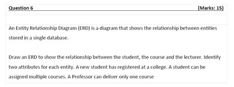 Solved Question Marks An Entity Relationship Diagram Chegg