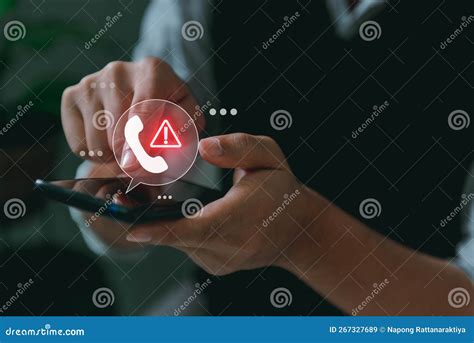 System Hacked Warning Alert Man Using Smartphone With Fraud Call Center Or Cyber Attack Network