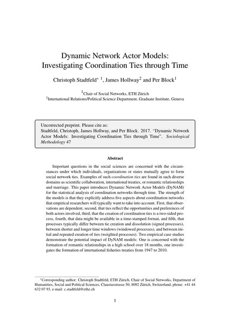 pdf dynamic network actor models investigating coordination ties