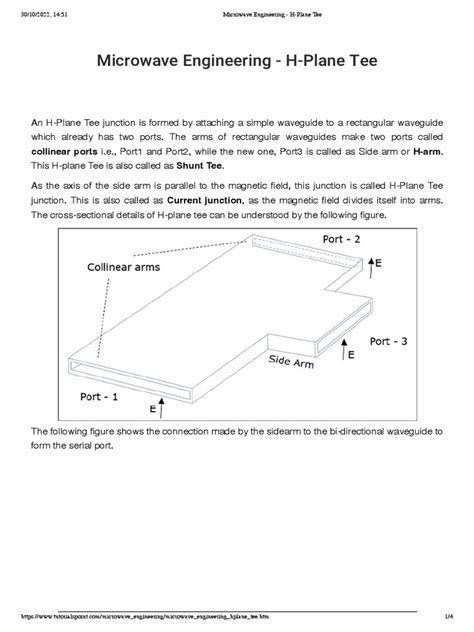 Microwave Engineering H Plane Tee Pdf Electricity Mathematical Physics