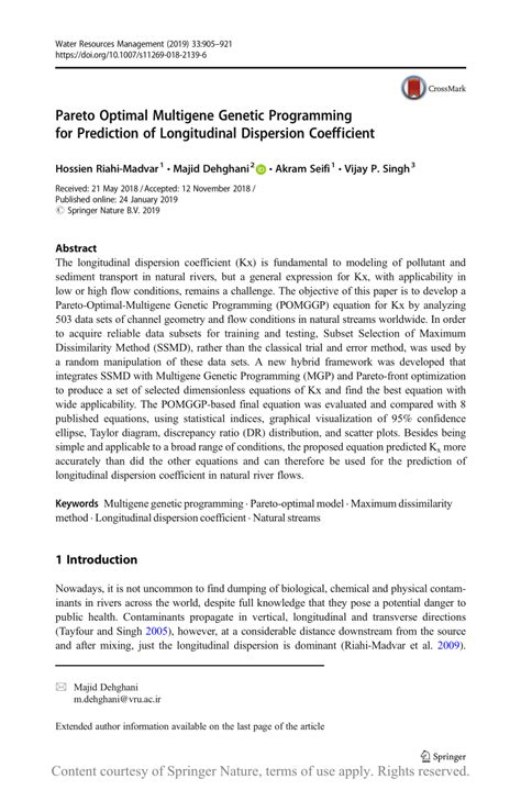 pareto optimal multigene genetic programming for prediction of