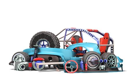 본체 및 내부 구성 요소 조정을 위한 맞춤형 예비 부품 세트 흰색에 3d Renyer 3차원 인쇄에 대한 스톡 사진 및 기타 이미지 3차원 인쇄 3차원 형태 Car