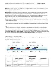 ElasticCollisions Docx From The Physics Classroom S Physics Interactives