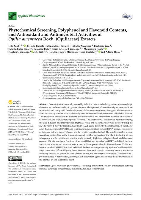 Pdf Phytochemical Screening Polyphenol And Flavonoid Contents And Antioxidant And