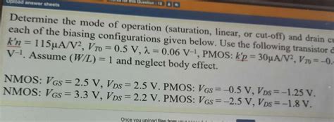 Solved Determine The Mode Of Operation Saturation Linear