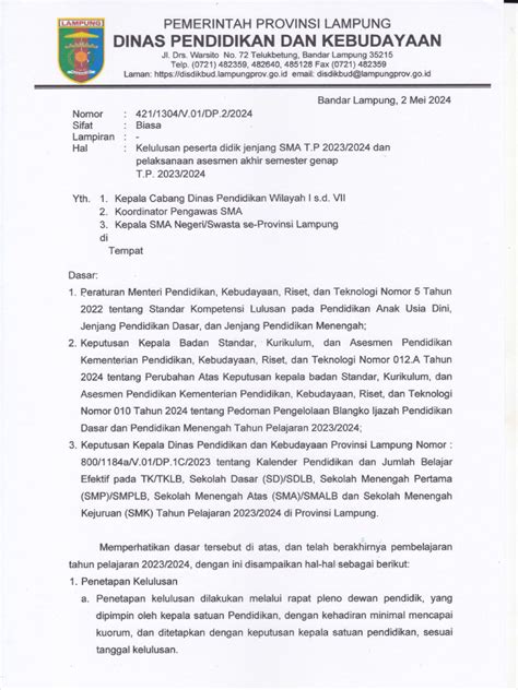Surat Kelulusan Sma T P 2023 2024 Pdf