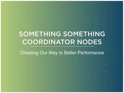 Optimizing Your Cluster With Coordinator Nodes Eric Lubow Simplereach
