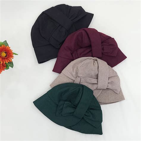 제이제이나인 벙거지 버킷햇 중년여성 가을 겨울 리본 모자