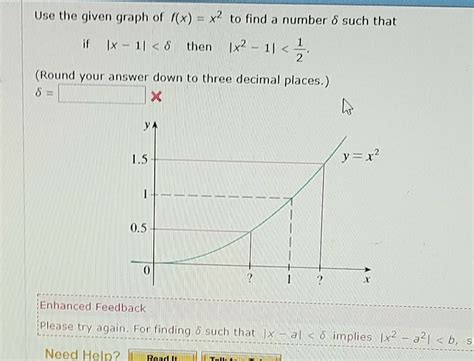Solved Use the given graph of f x x2 to find a number δ Chegg com