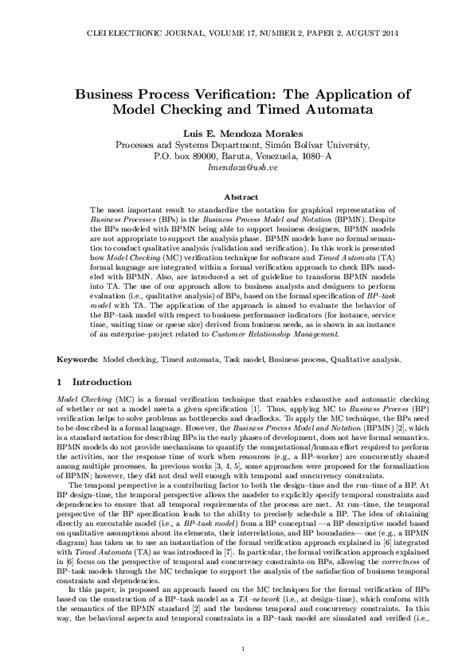 Pdf Business Process Verification The Application Of Model Checking And Timed Automata