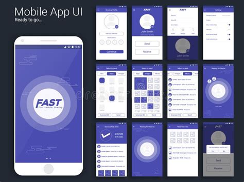 File Transfer And Sharing Mobile App Ui Layout Stock Illustration