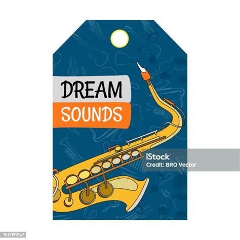 악기로 디자인하십시오 파란색 배경에 색소폰 콘서트 및 엔터테인먼트 개념 인사말 레이블 또는 초대 카드의 템플릿 0명에 대한 스톡 벡터 아트 및 기타 이미지 Istock